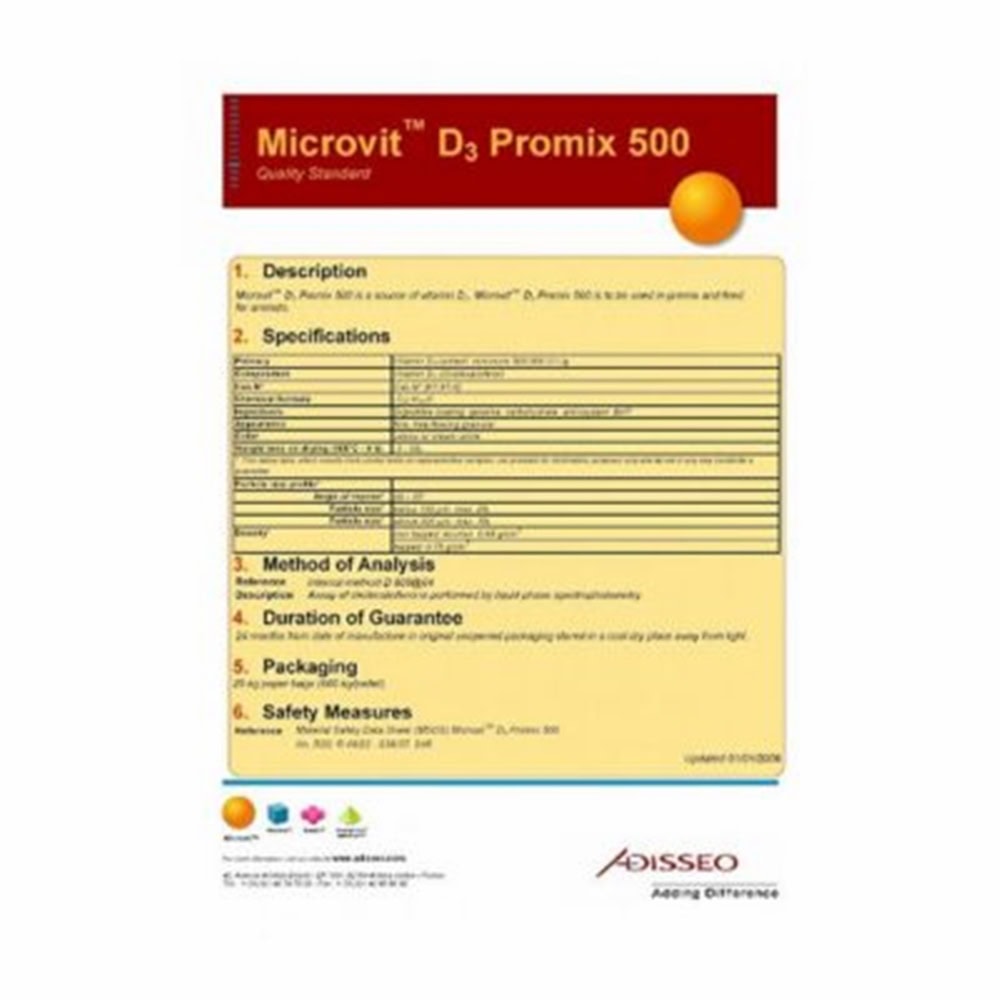 Microvit D3 Promix 500 (Adisseo) - Equine Nutrition Analysis | Feed Bank