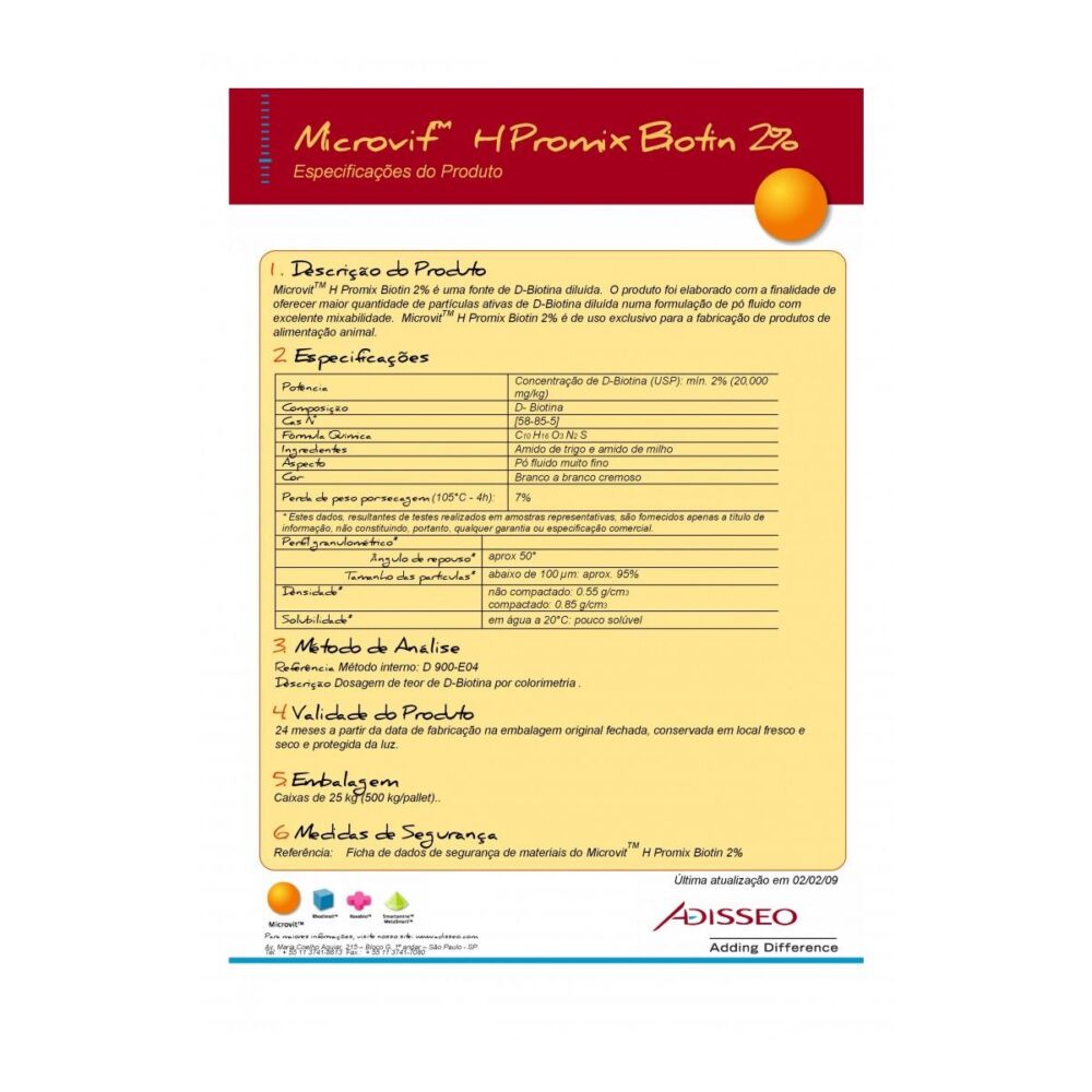 Microvit H Promix Biotin 2% (Adisseo) - Equine Nutrition Analysis ...